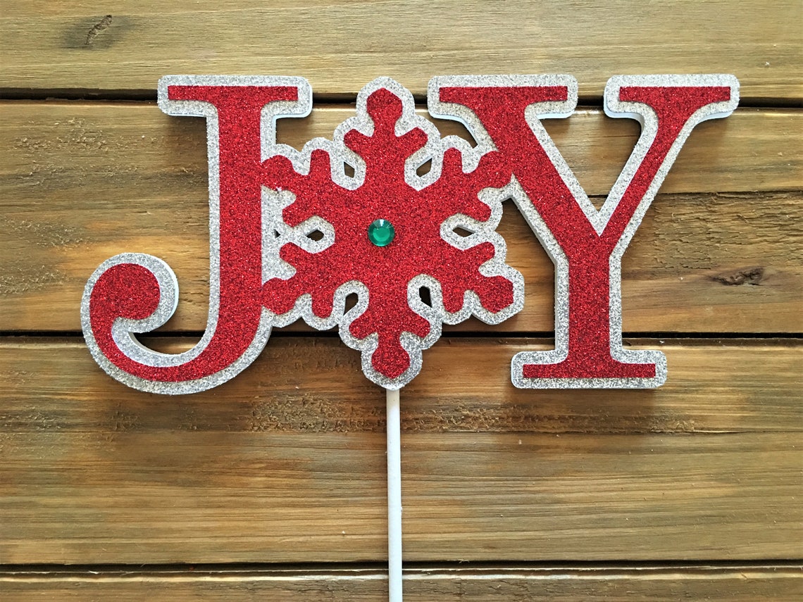 Joy Cake Topper Holiday Cake Topper Snowflake Cake Topper | Etsy