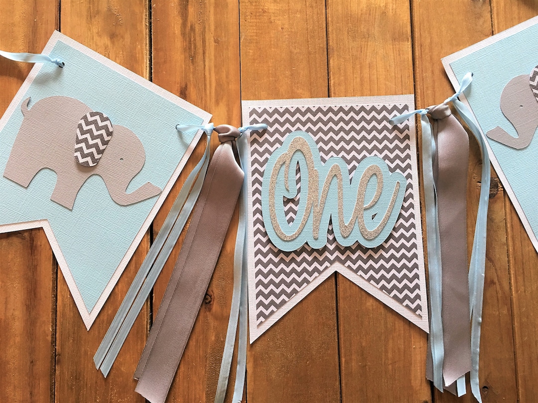 Elephant Banner, Elephant High Chair Banner, 1st Birthday, Elephant ...