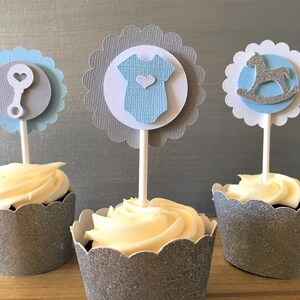 12 Baby Shower Tags - Rocking Horse Favor Ties - Blue Thank You Tag ...