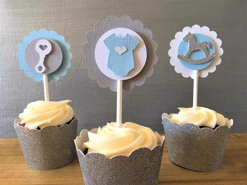 12 Baby Shower Tags - Rocking Horse Favor Ties - Blue Thank You Tag ...