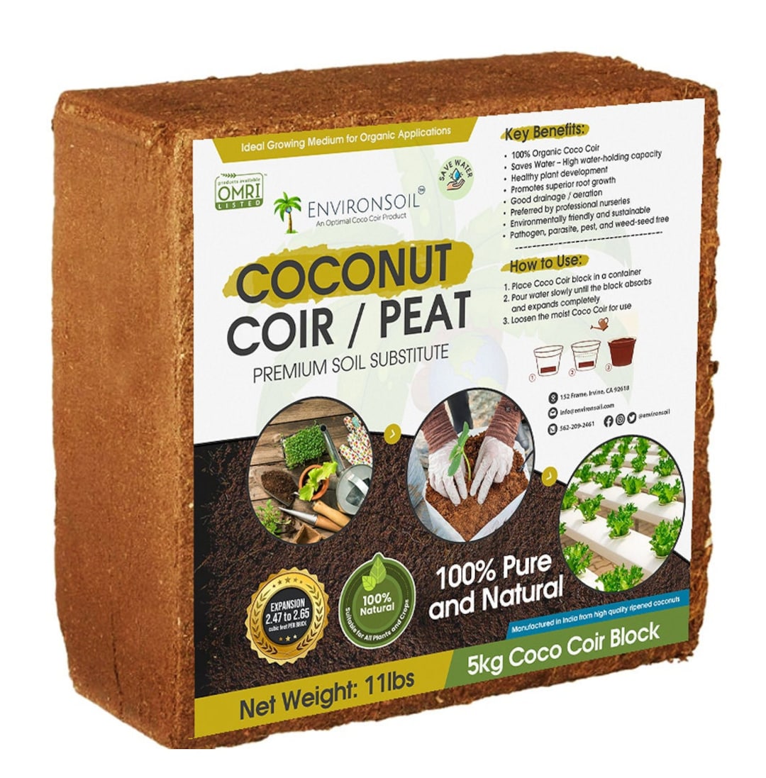 Environsoil Coconut Coir, Coco Peat Block - Organic Compost Low EC and ...