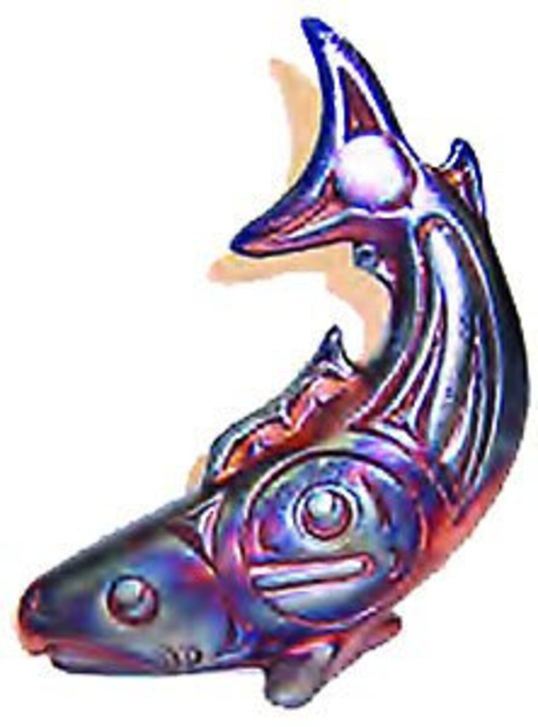 Totemic Salmon Inuit Alaskan Native American 7 Inch Raku Fired Statuary ...
