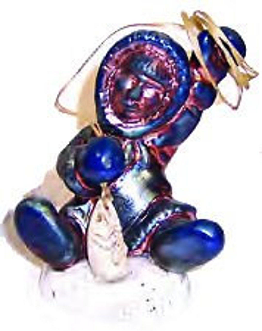 Sitting Fishing Eskimo Inuit Holding Fish With Fishing Line Rope 4.5 ...