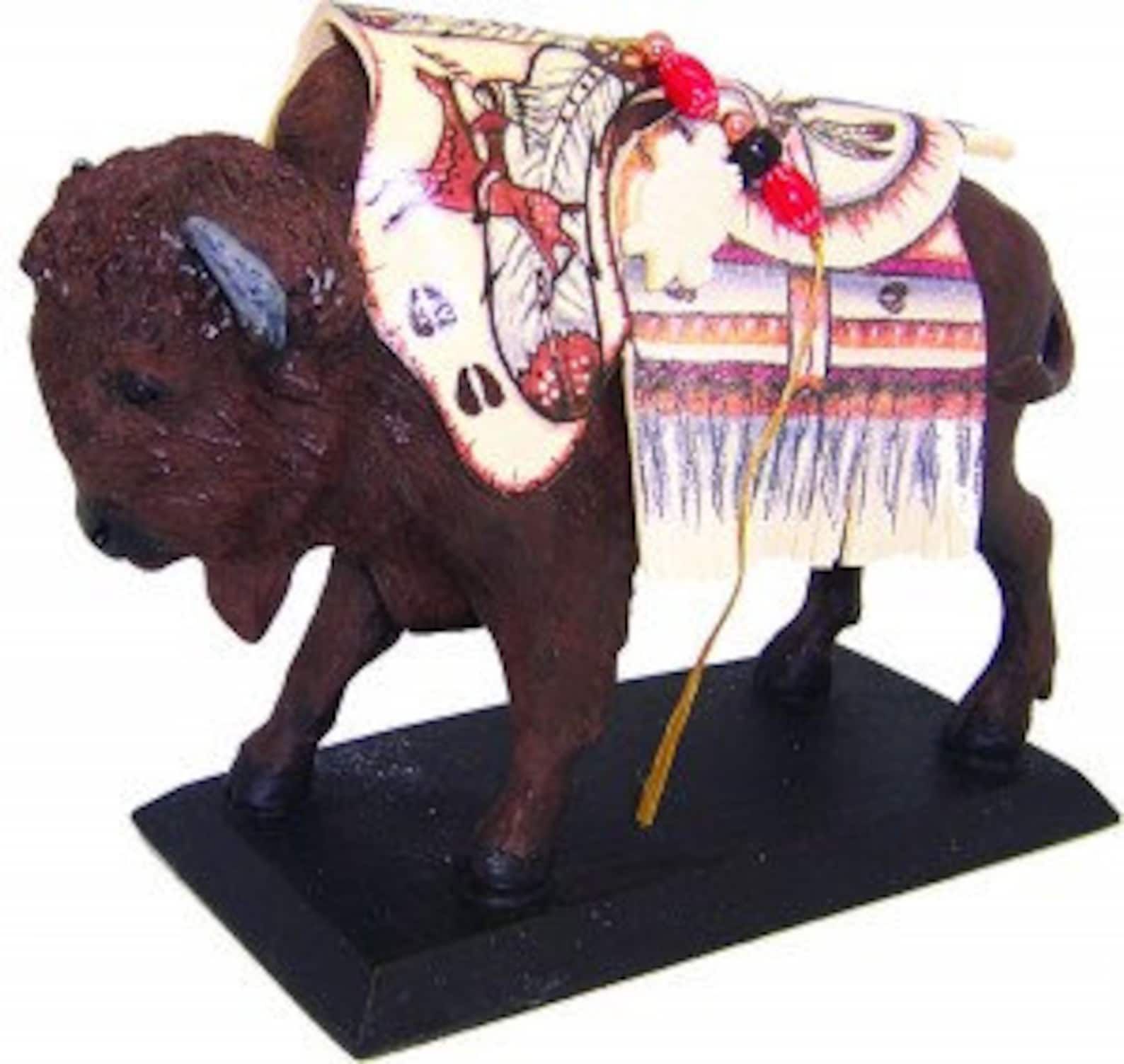 Brown Buffalo Bison Tracks Feathers Native American Leather Robed With ...
