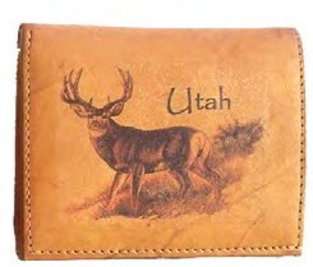 Mule Deer Running Horses Trifold Bifold Leather Wallet Personalized ...