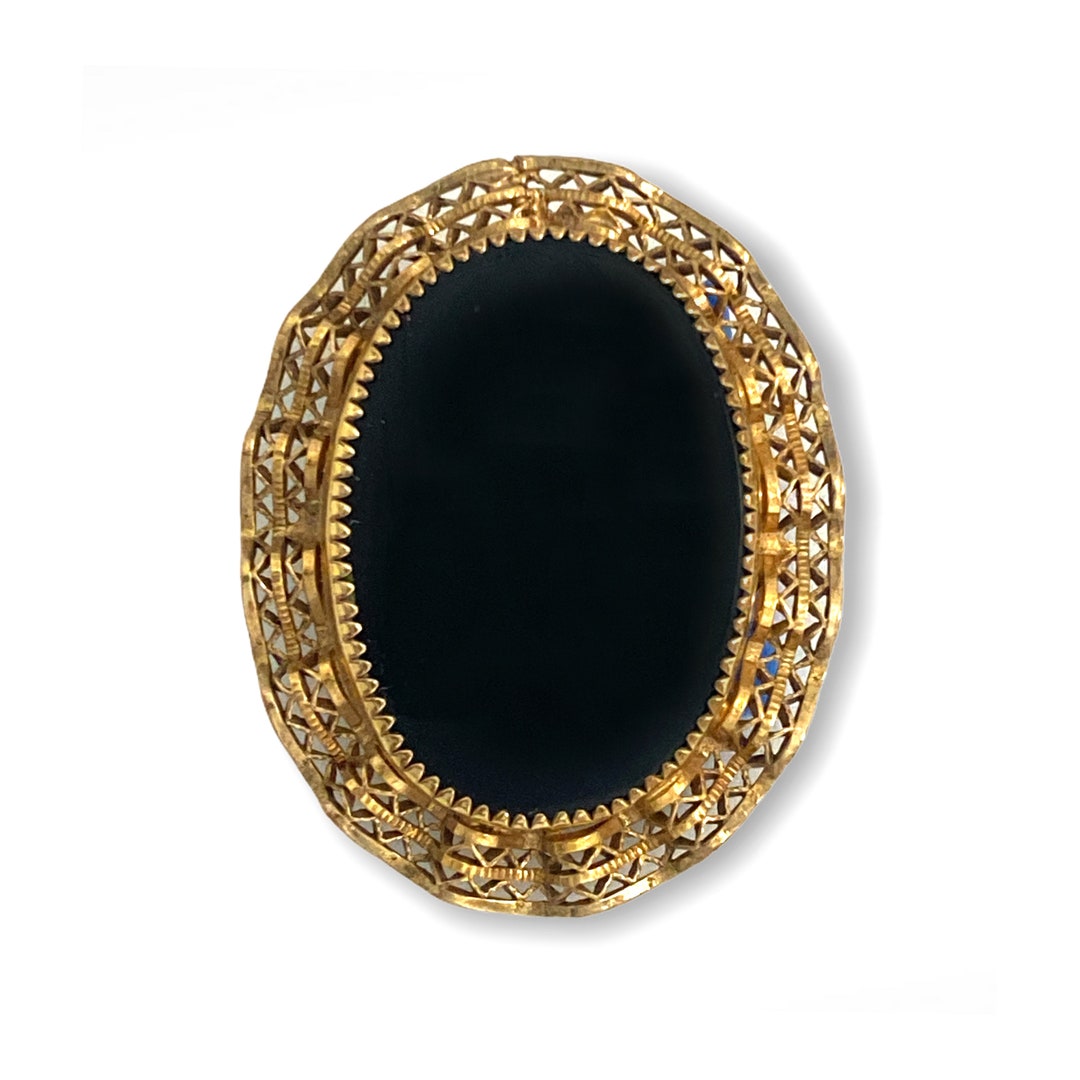 Vintage BOJAR 12K Gold Filled Black Onyx Pin Brooch Victorian Style - Etsy