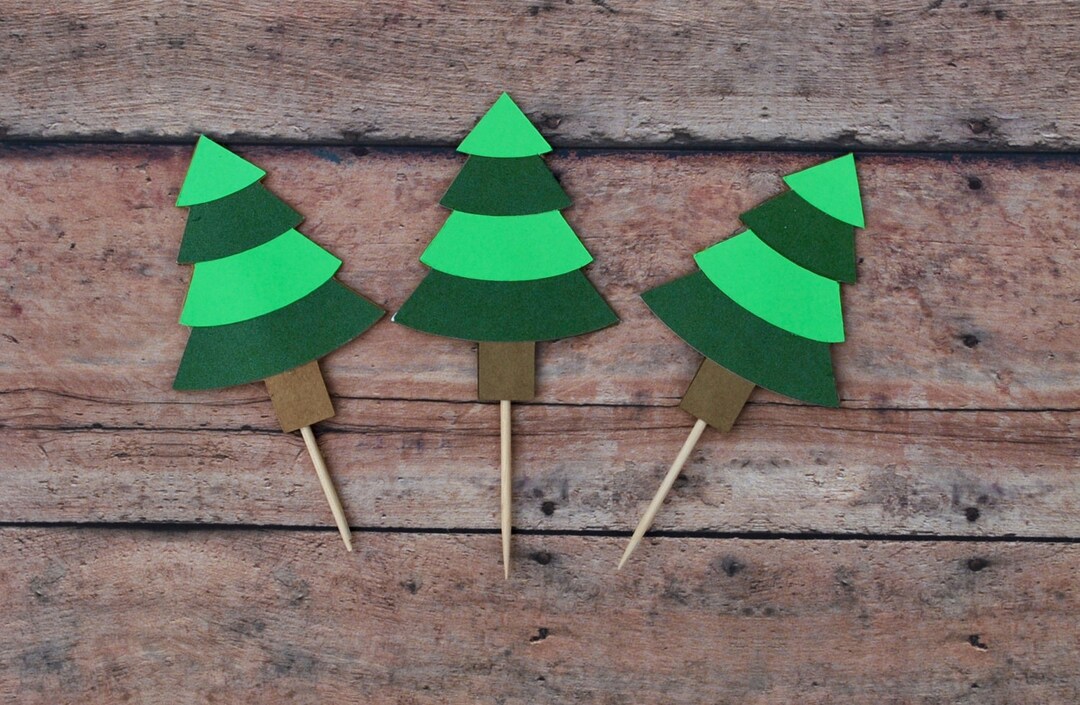 12- Pine Tree Cupcake Toppers! - Etsy