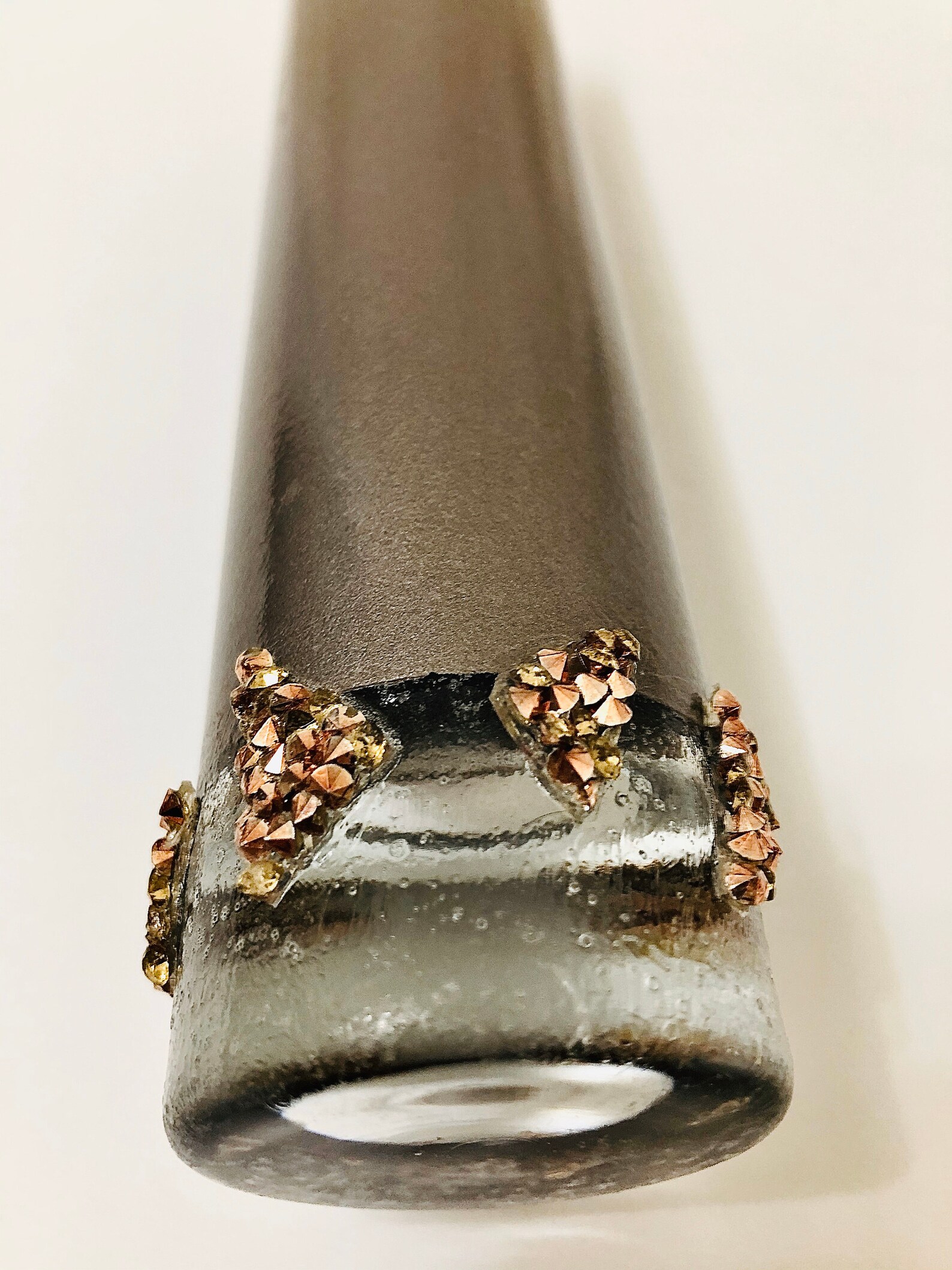 Handmade Taupe Glass Vase/ Taupe Glass Vase/ Glass Vase With Crystals ...