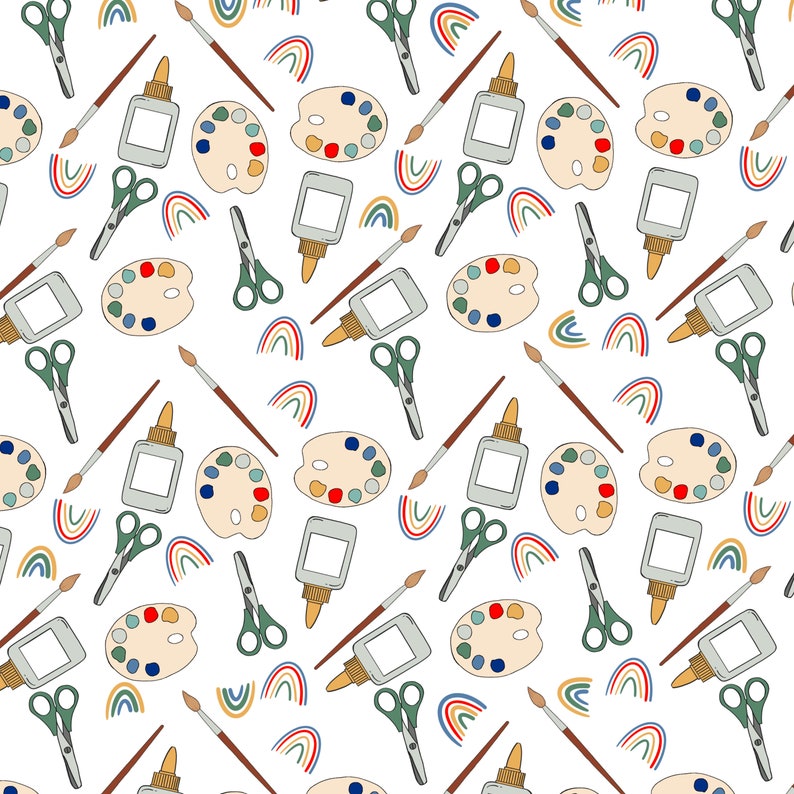 Artist Back to School Seamless Pattern - Etsy
