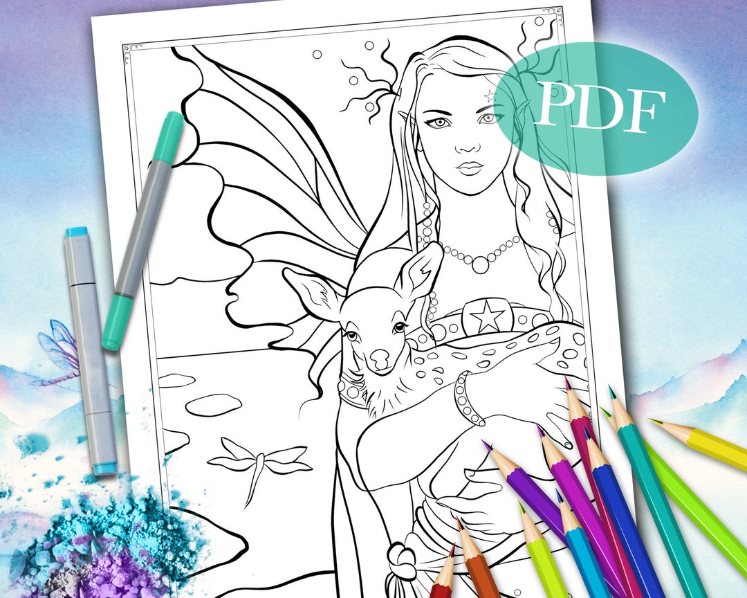 FAIRY COLORING PAGE 'sienna Fairy No. 1' Coloring - Etsy