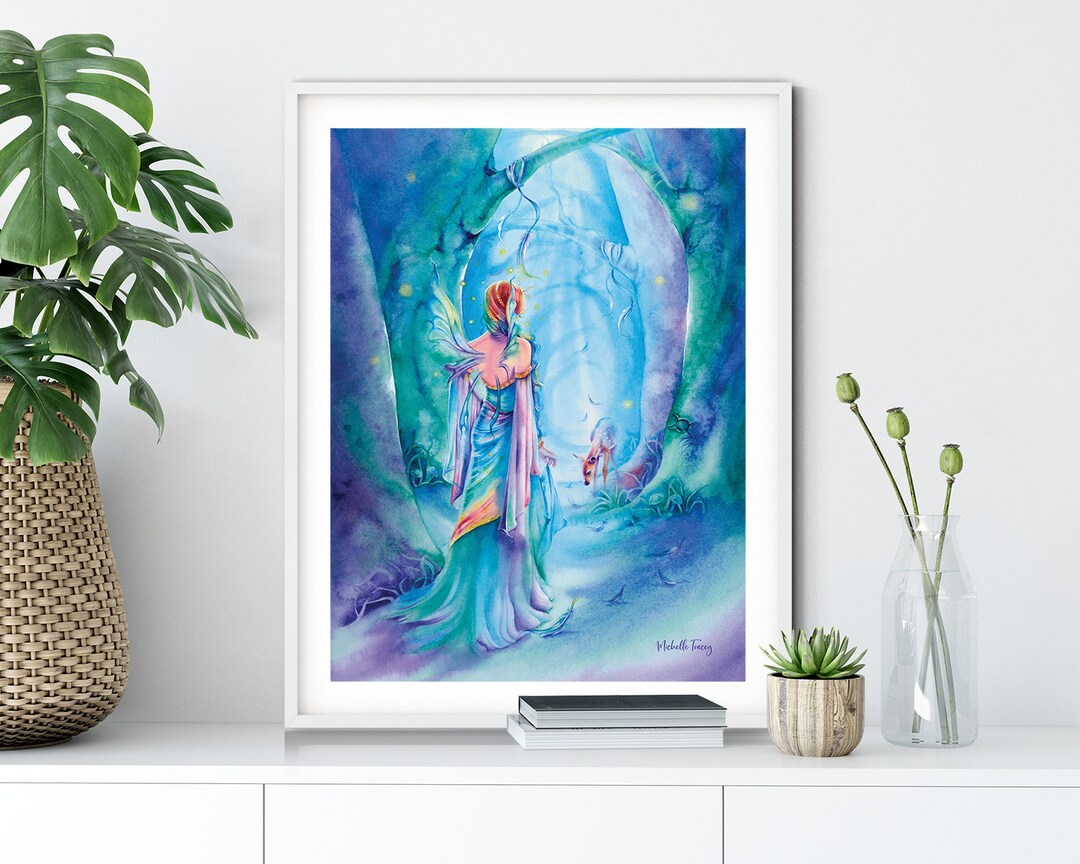 ORIGINAL WATERCOLOUR PAINTING 'sienna and the Deer Seek the Forest ...