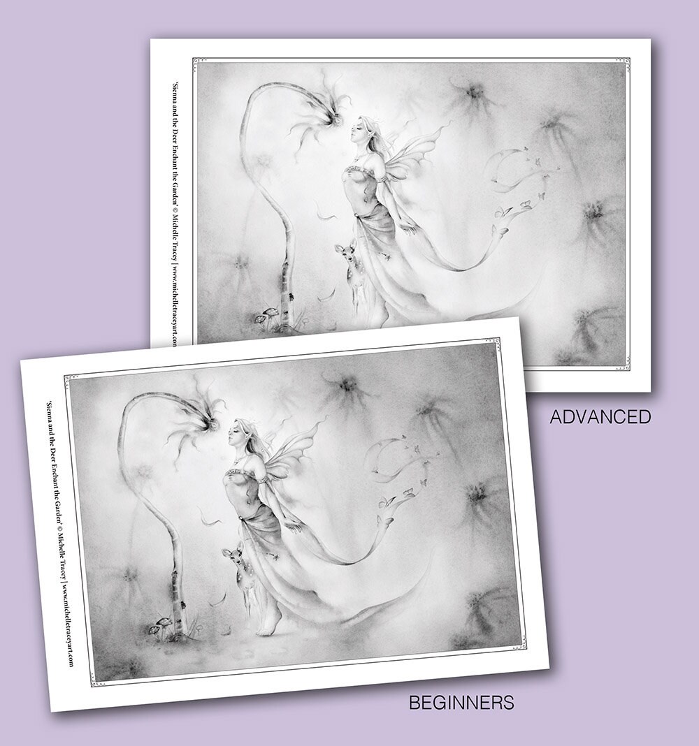 GRAYSCALE COLORING PAGE 'Sienna And The Deer Enchant The | Etsy