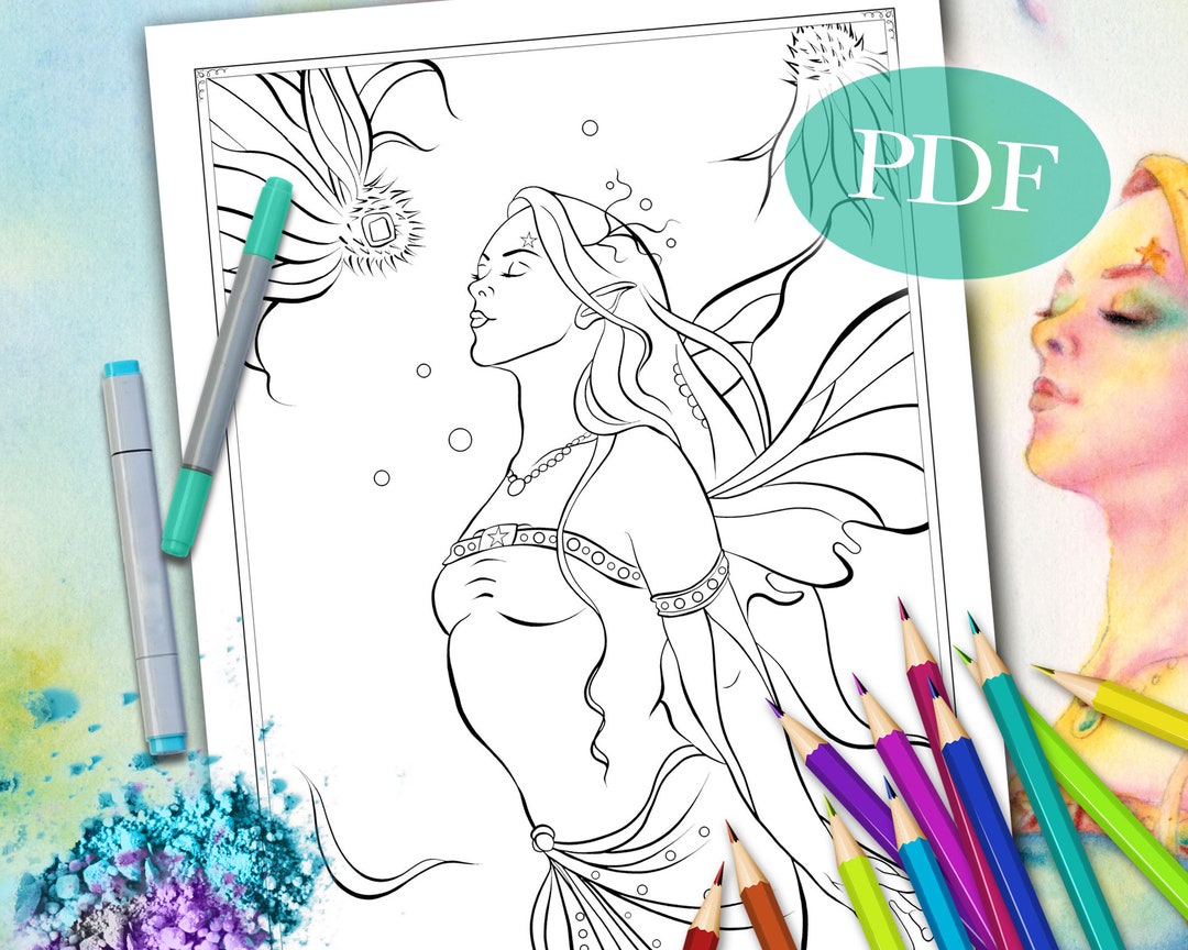 FAIRY COLORING PAGE 'sienna Fairy No. 5' Coloring - Etsy