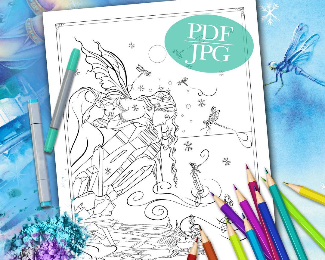 FAIRY COLORING PAGE 'sienna and the Deer Illuminate - Etsy