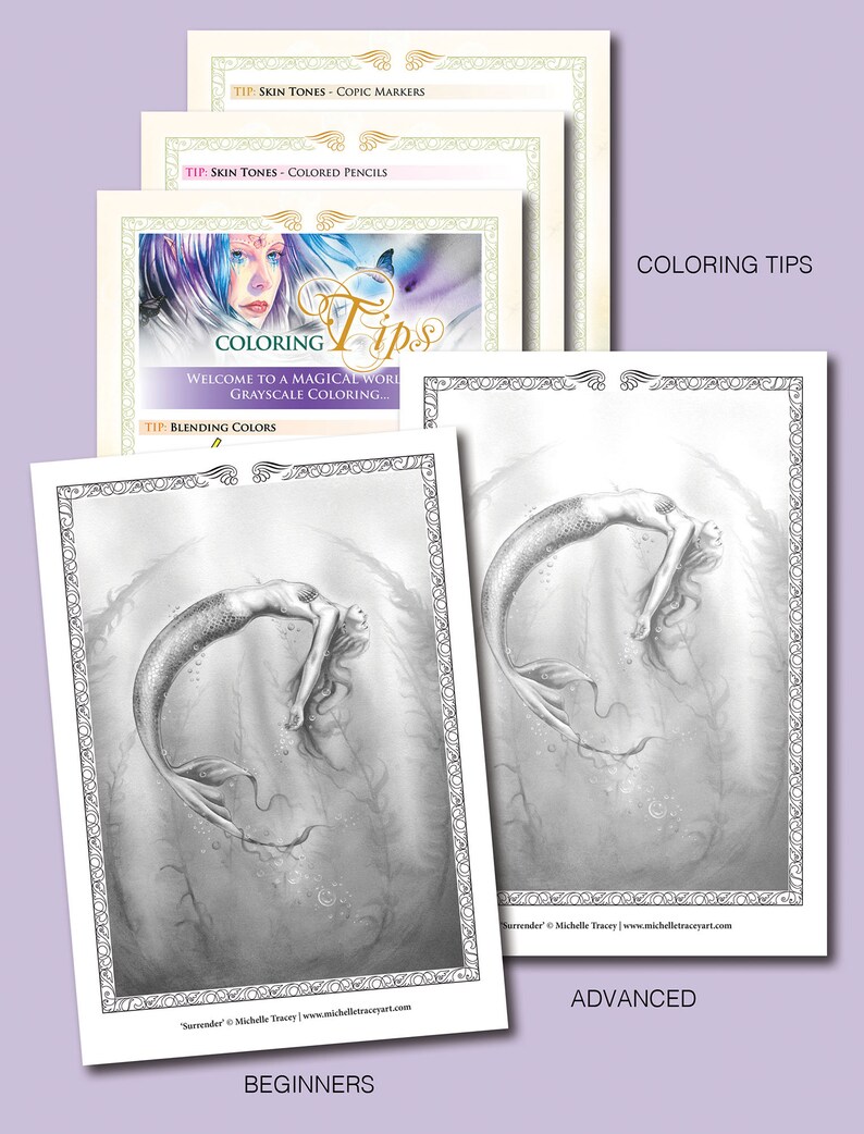 GRAYSCALE COLORING PAGE 'surrender' Fantasy - Etsy