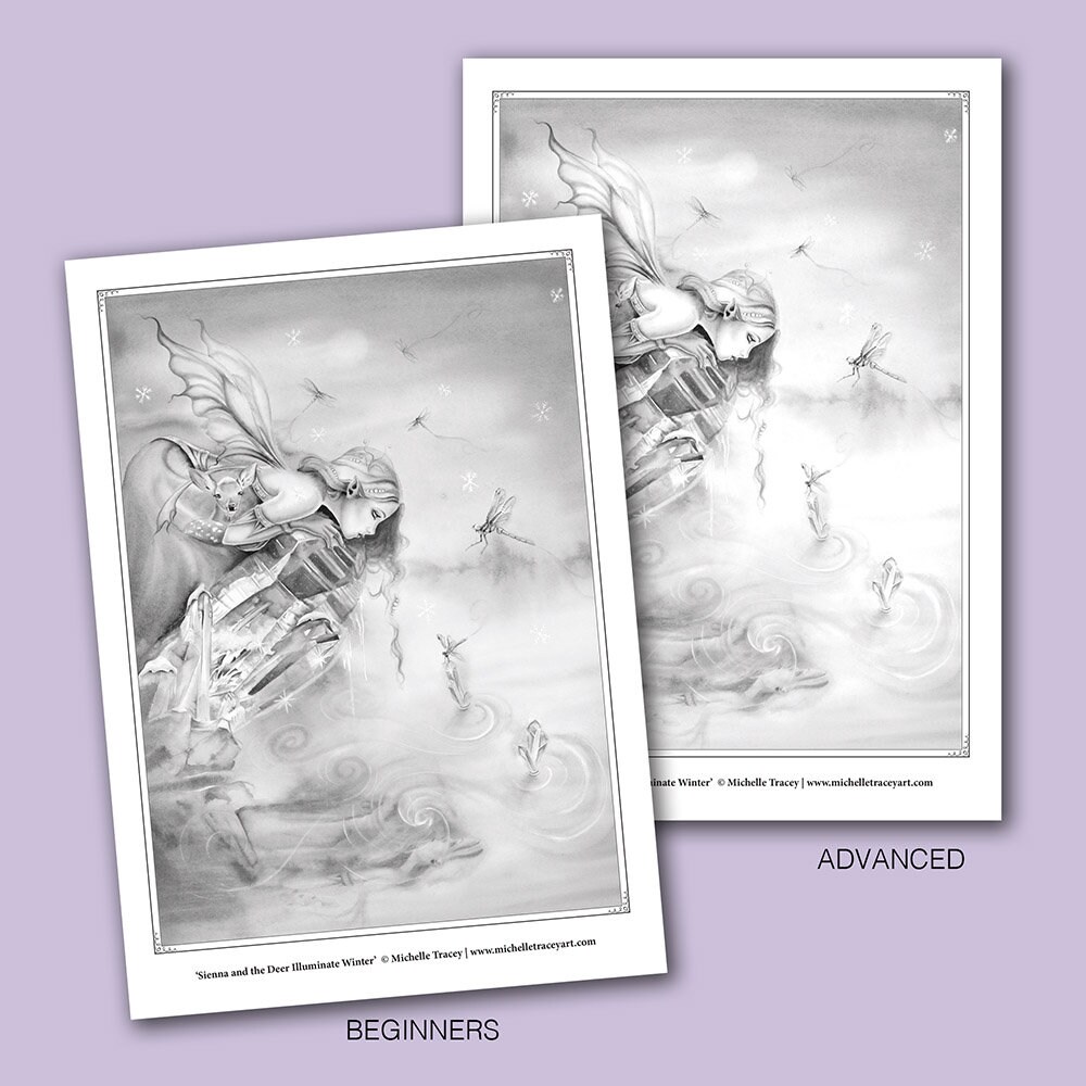 GRAYSCALE COLORING PAGE 'sienna and the Deer Illuminate | Etsy