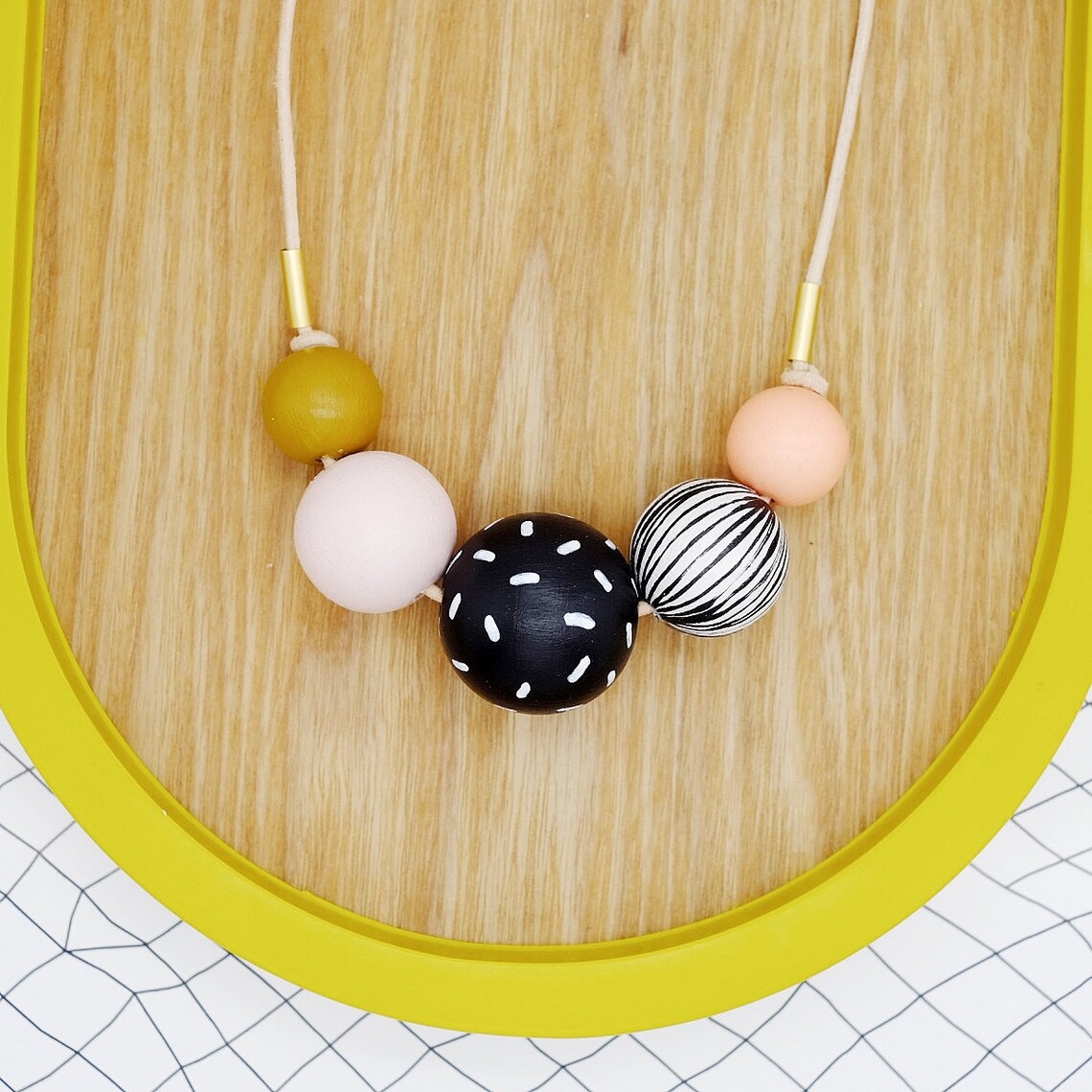 Contemporary wooden beaded necklace | Etsy