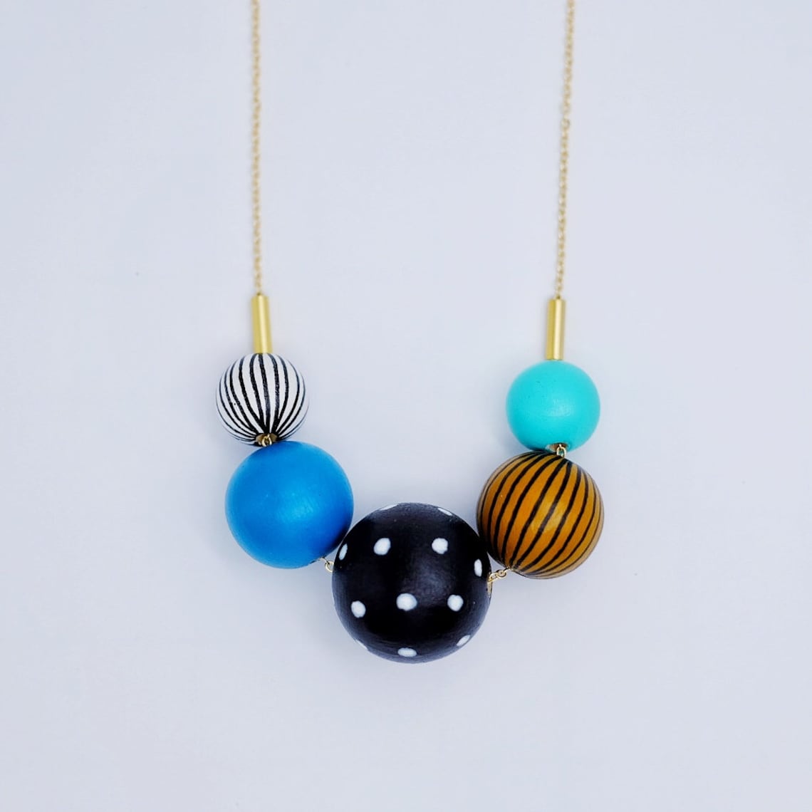 Contemporary wooden beaded necklace | Etsy