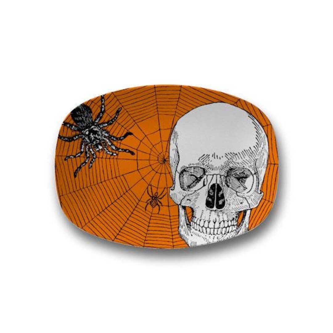 Halloween Serving Platter, Skull & Spider Tray, Gift for Hostess ...