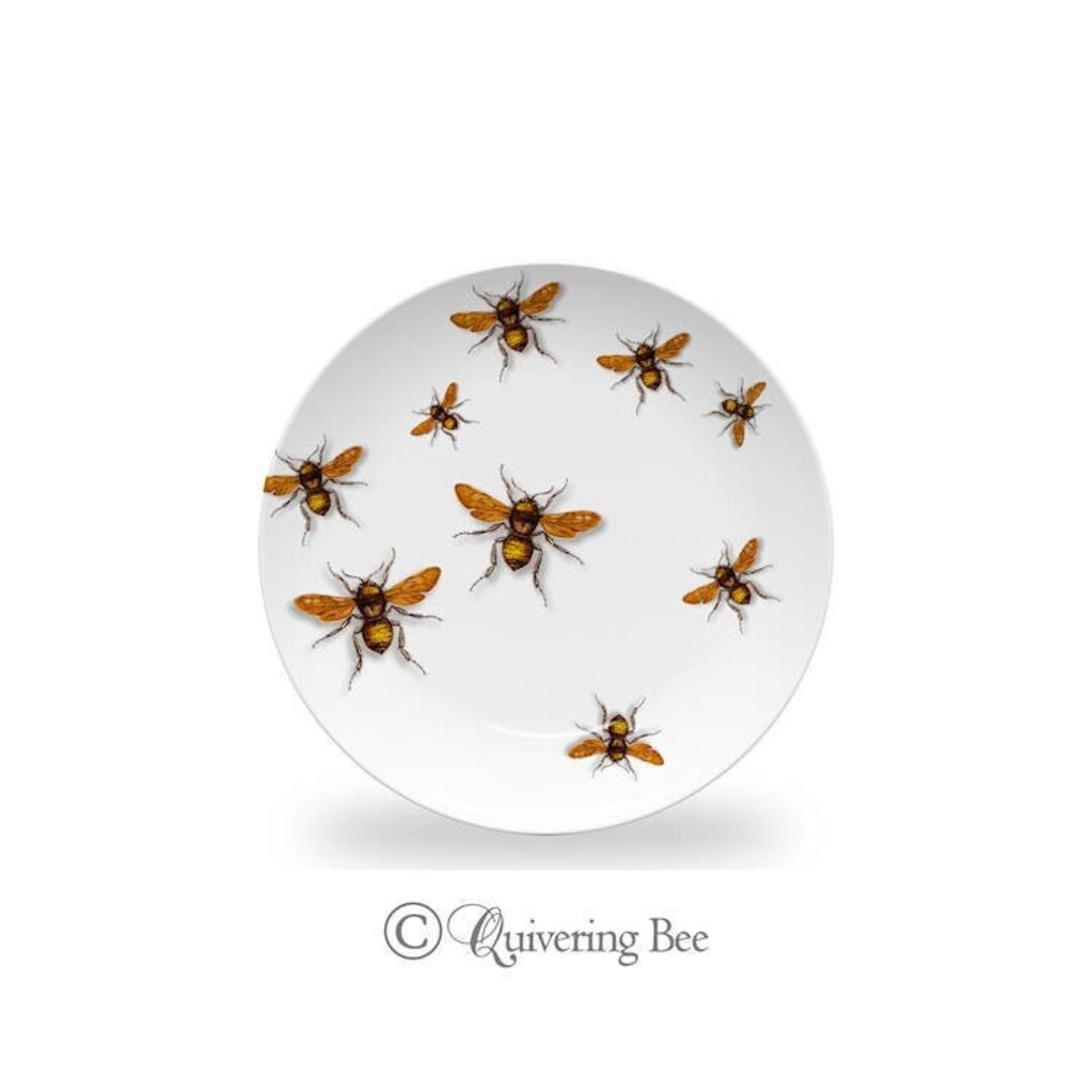 Bee Art Dinner Plate, Decoware™ Dinnerware, Honeybee Dishes, Kitchen ...