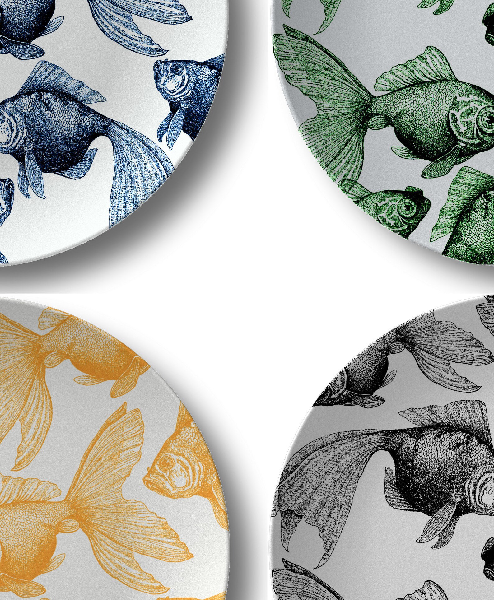 Goldfish Art Dinner Plate: Blue & White Nautical Coastal Dishes, Fish ...