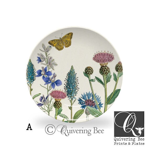 Botanical Dinner Platebee Art Platesbutterfly Dinner - Etsy