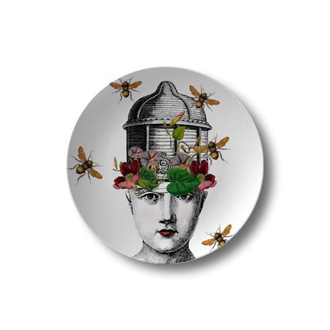 Honeybee Dinner Plate: Face Art Dishware, Indoor/outdoor Dinnerware ...