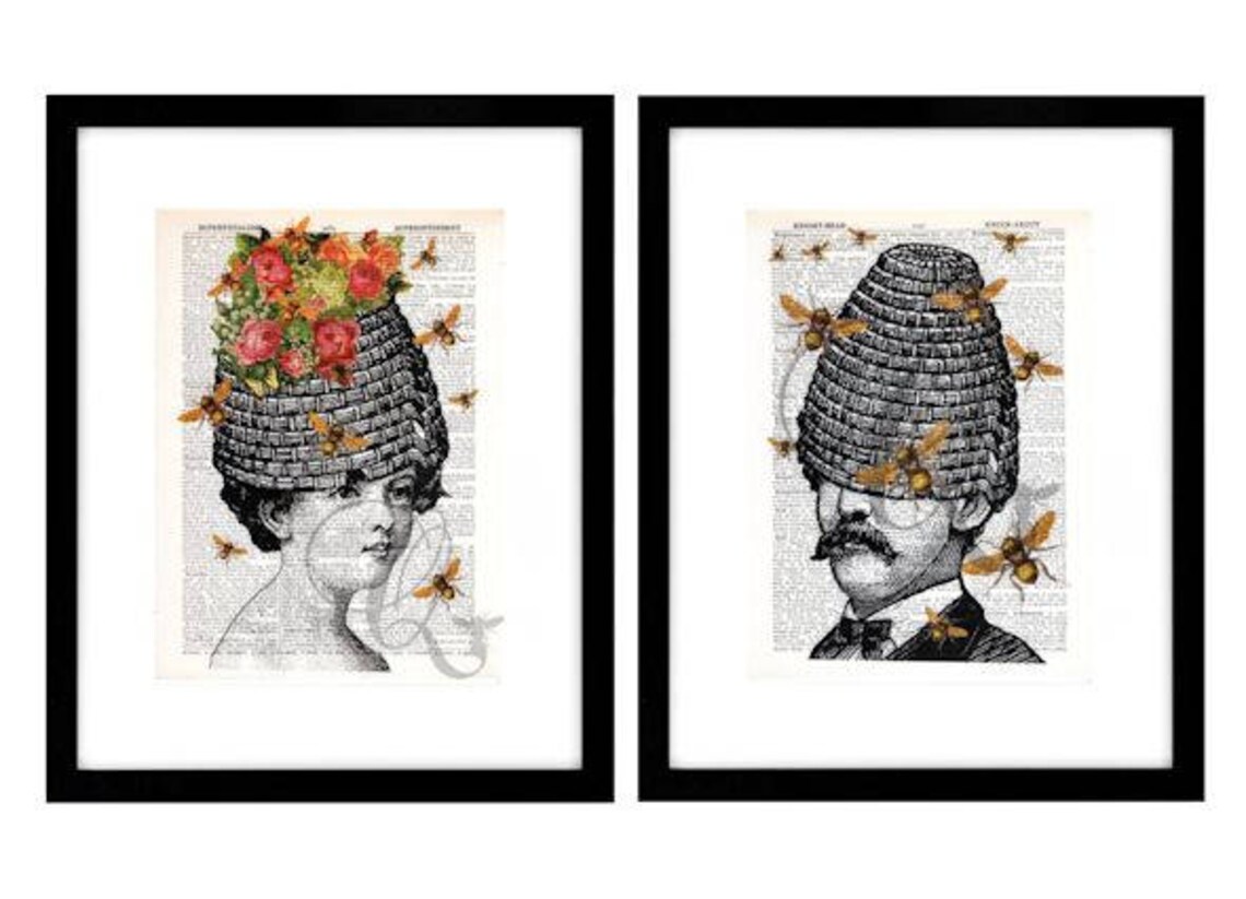 Bee Art Printsbeehive Wall Arthoneybeesbeekeeper | Etsy