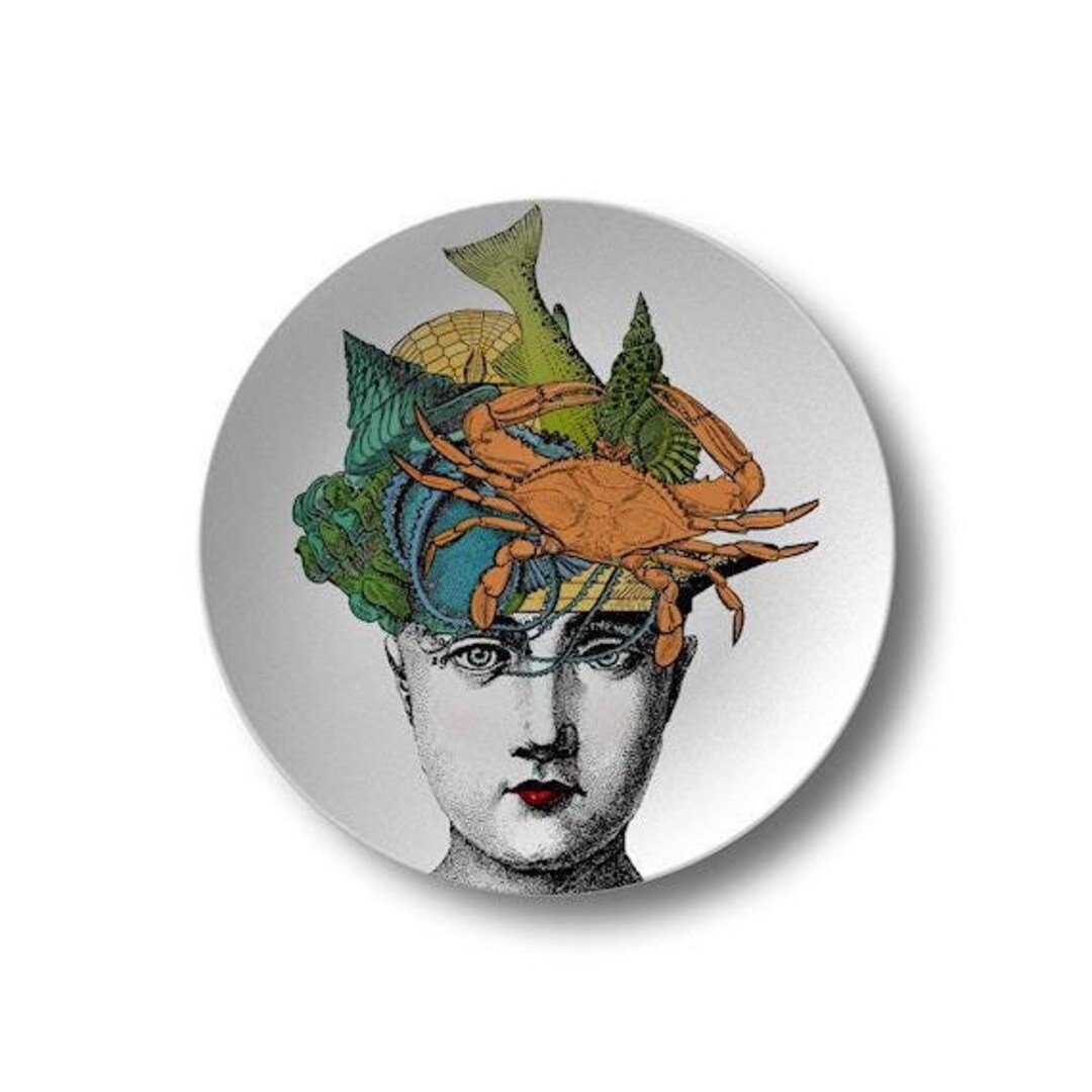 Seafood Dinner Plate, Coastal Dinnerware, Beach House Kitchen, Nautical ...