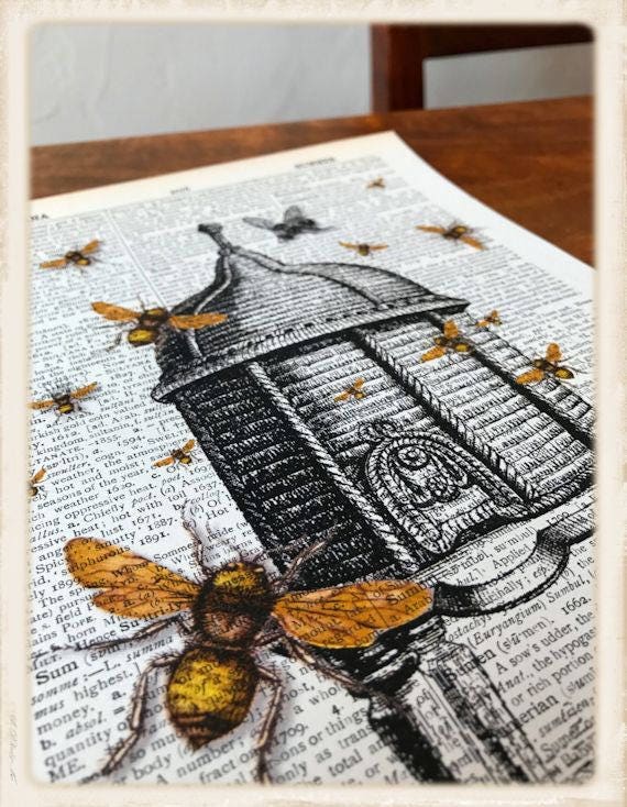 Bee Art Printbeehive Printbee Artworkhoneybee | Etsy