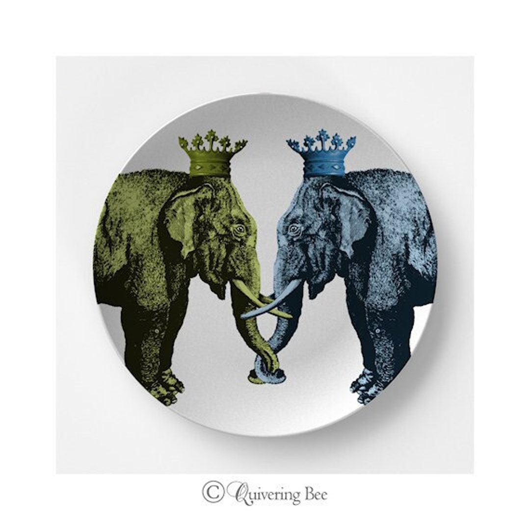 Elephant Dinner Plate, Whimsical Indoor/outdoor Dinnerware, Blue ...