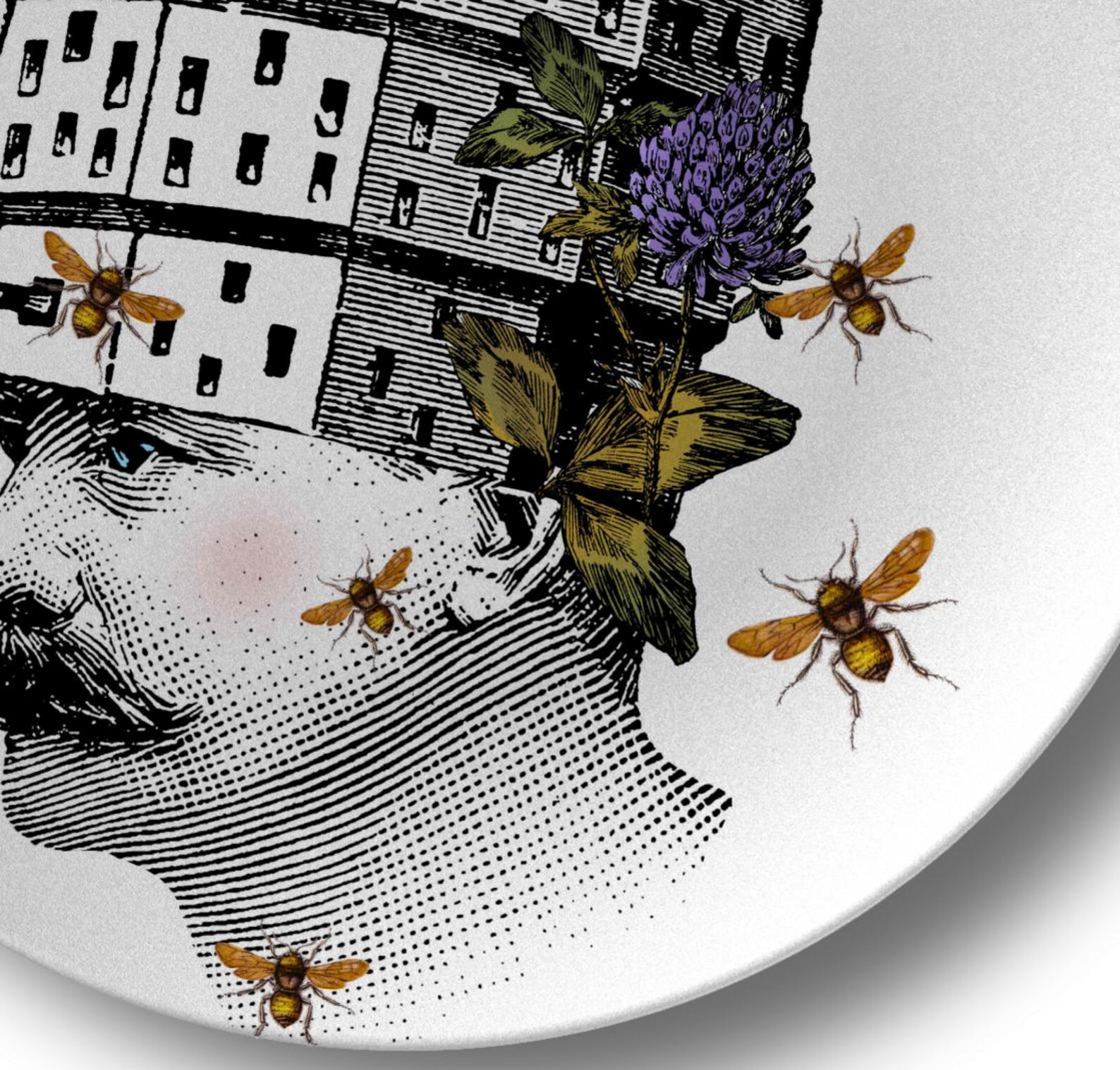 Bee Art Dinner Plate: Whimsical Honeybee Design, Indoor/outdoor ...