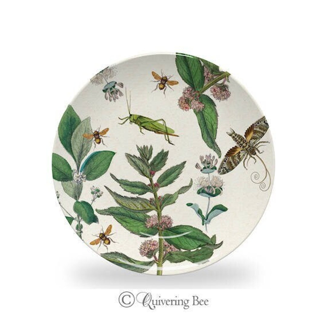 Vintage Botanical Dinner Plate,durable Indoor/outdoor Dinnerware,bee ...