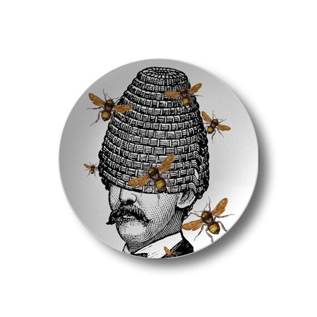Bee Art Dinner Plates: Indoor/outdoor Dinnerware, Beekeeper Dishes ...