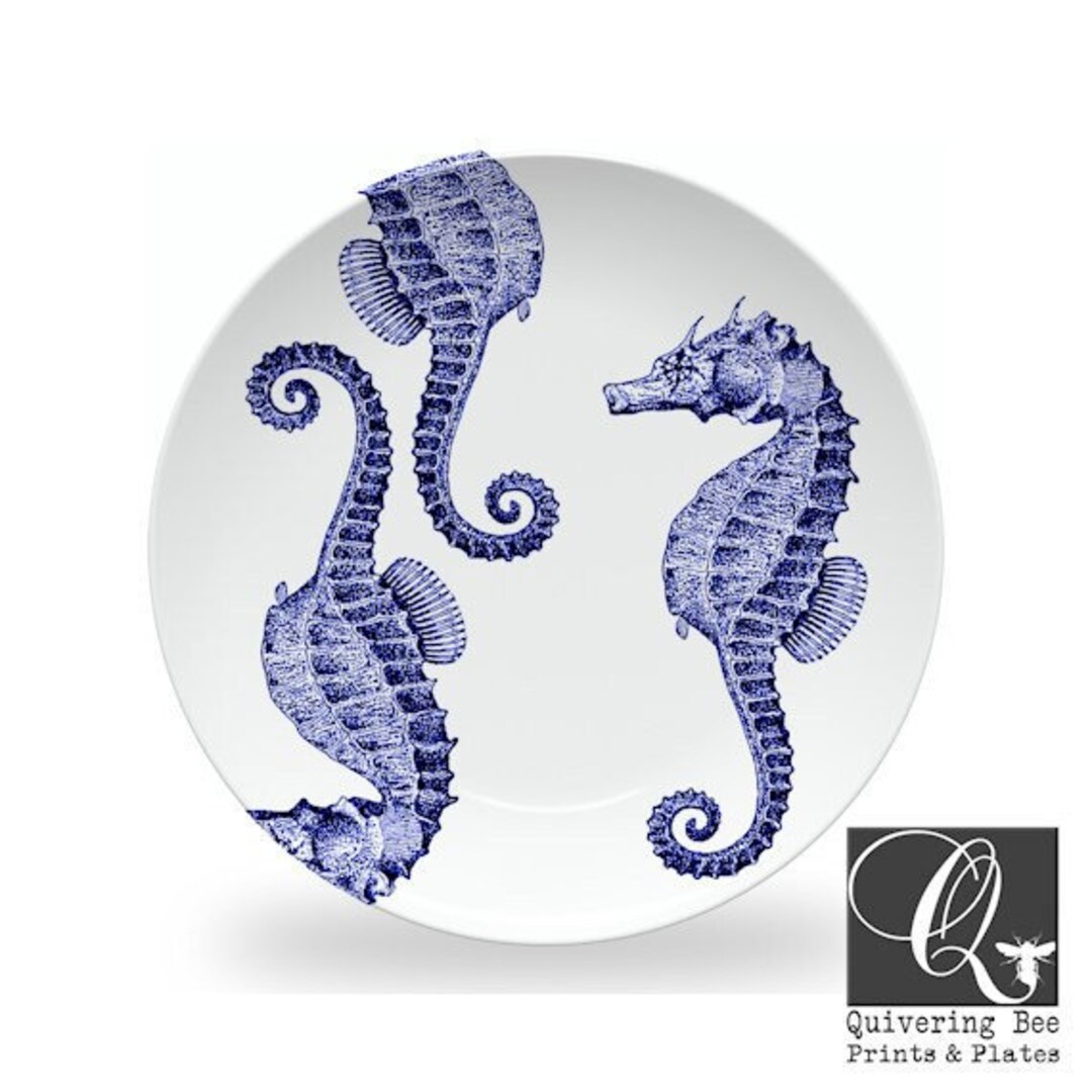 Seahorse Dinner Plates,decoware™ Dinnerware,sea Life Dishes,nautical ...