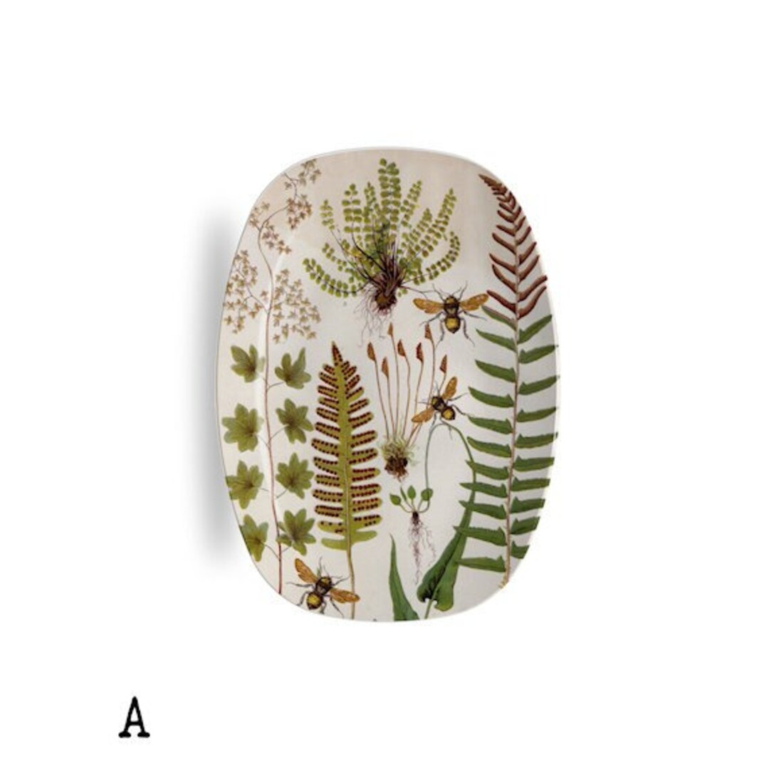 Fern & Bee Serving Platter: Vintage Botanical Tabletop #601 - Etsy