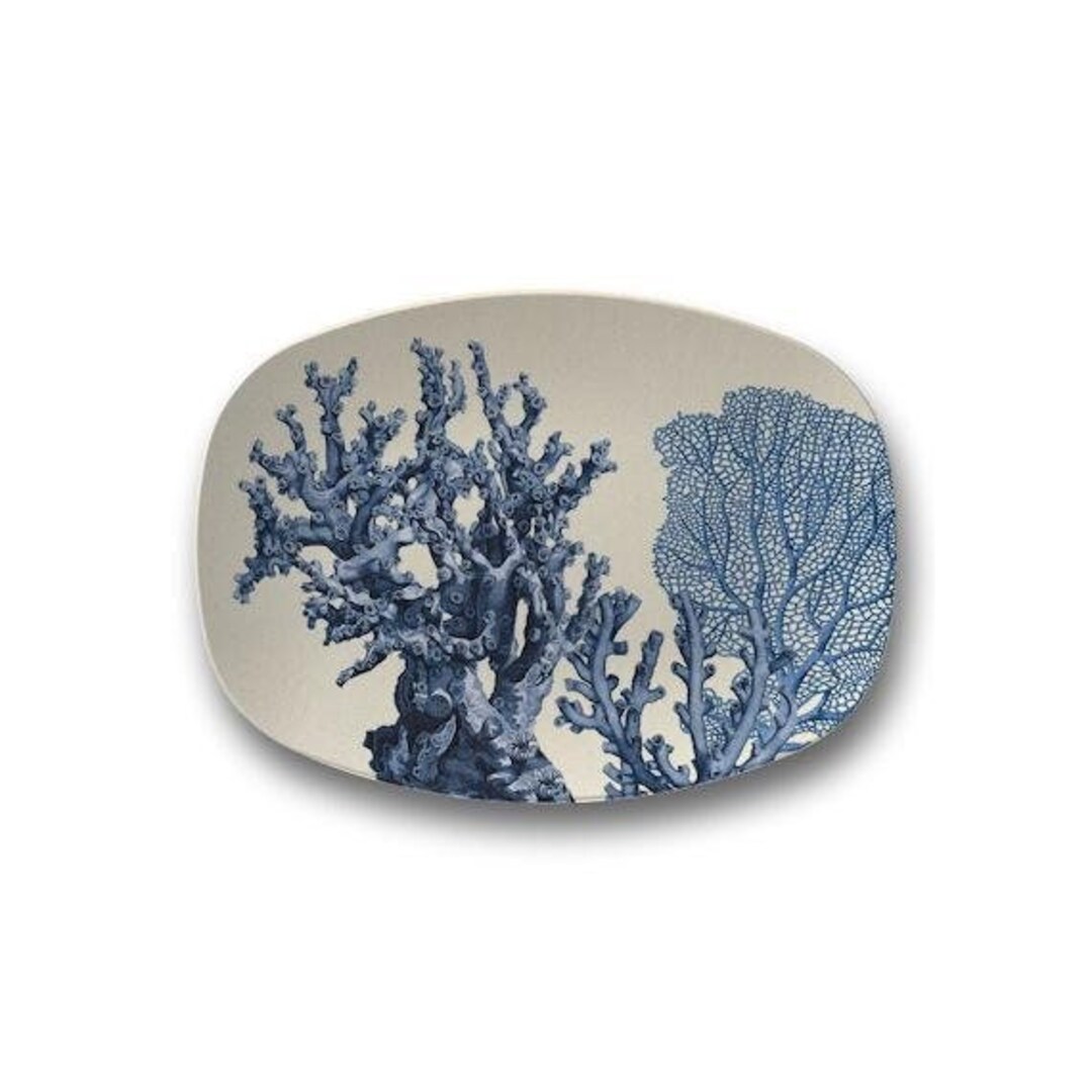 Blue Sea Coral Serving Platter: Nautical Dinnerware, Coastal Themed ...