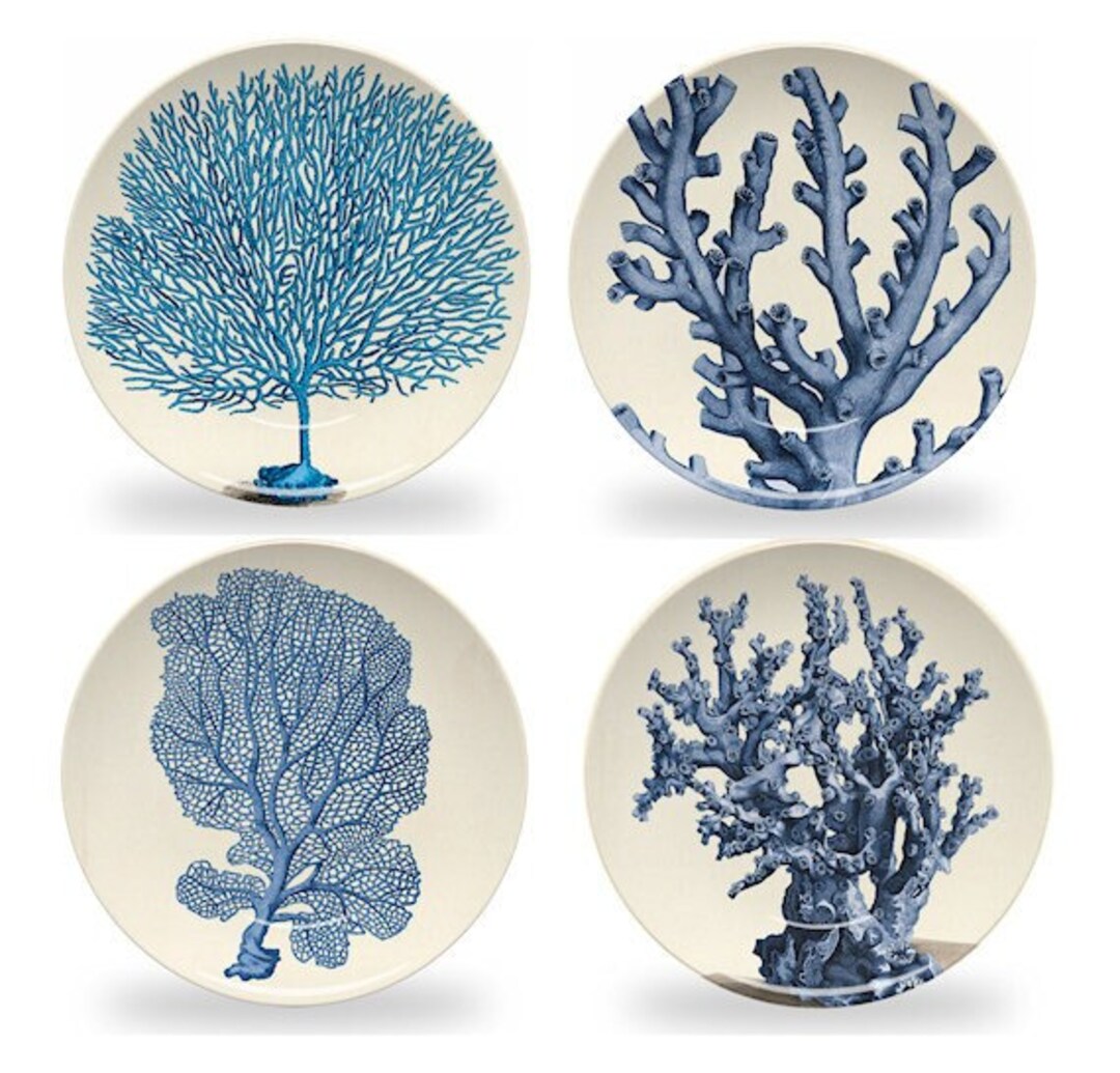 Blue Sea Coral Dinner Plate,nautical Art Plates,decoware™,coastal ...