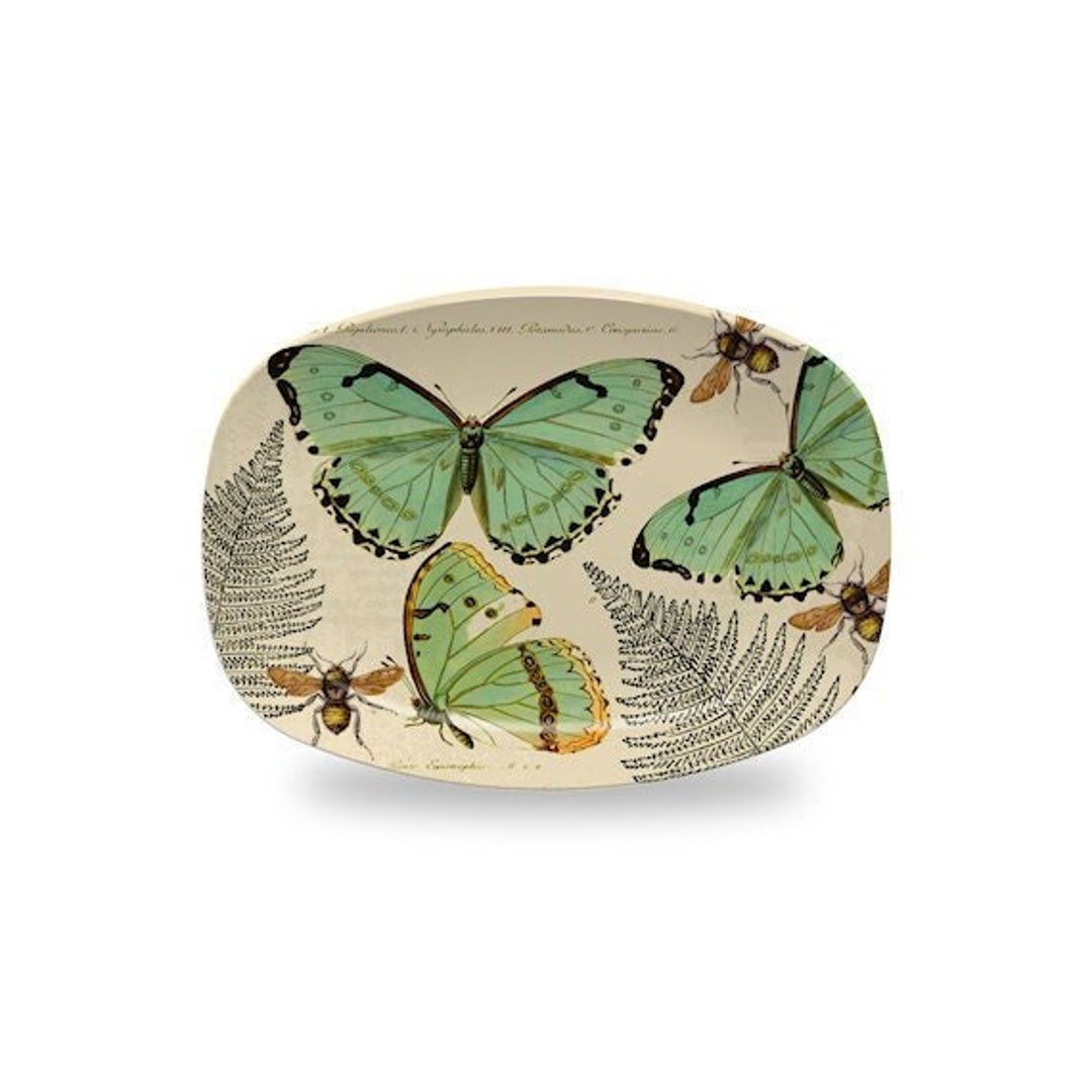 Butterfly Serving Platter: Indoor/outdoor Tableware, Green Butterfly ...