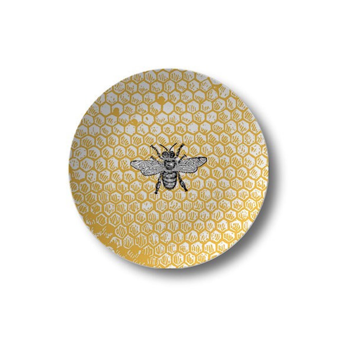 Bee Dinner Plates, Honeycomb Dishes, Honeybee Kitchen Decor, Indoor ...