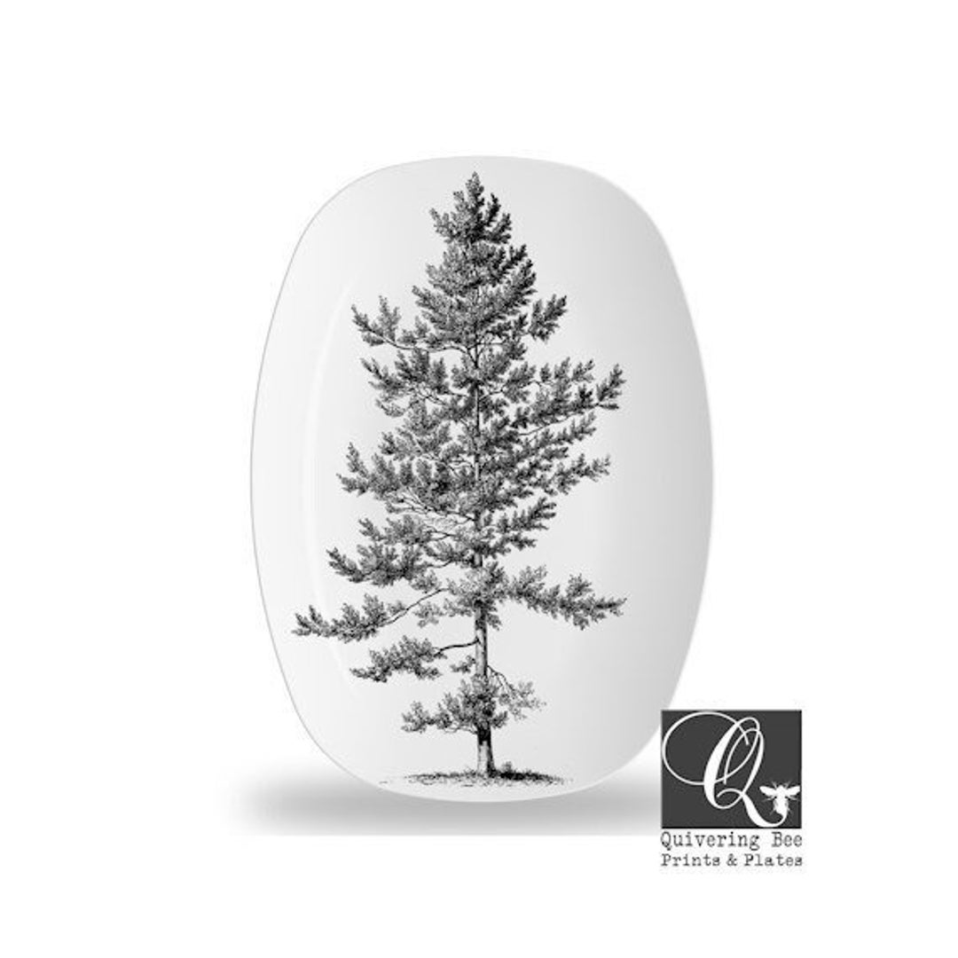 Tree Art Serving Platters,black & White Dinnerware,vintage Botanical ...