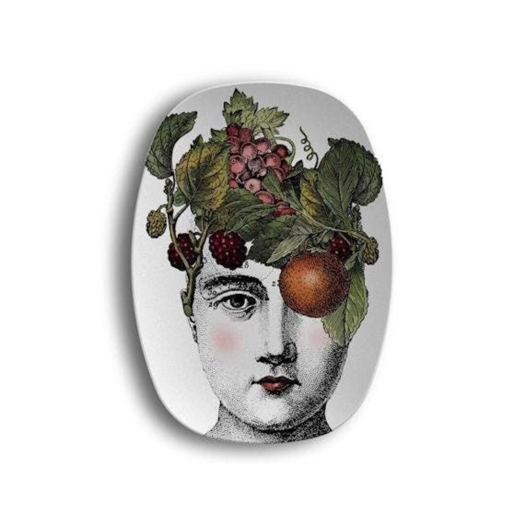 Botanical Serving Platter, Fruit Themed Platter, Face Art Tray, Indoor ...