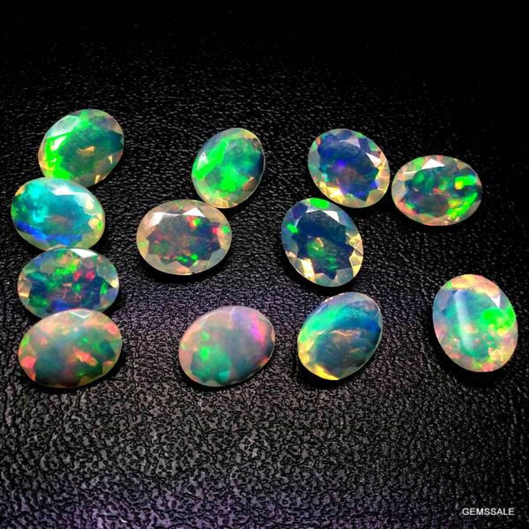 Buy 5 Pcs 5x7mm Ethiopian Opal Faceted Oval Loose Gemstone Ethiopian ...