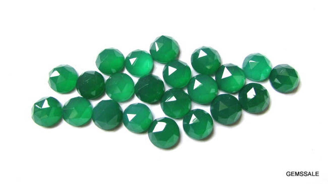 10 Pieces 4mm Green Onyx Rosecut Round Gemstone Green Onyx - Etsy