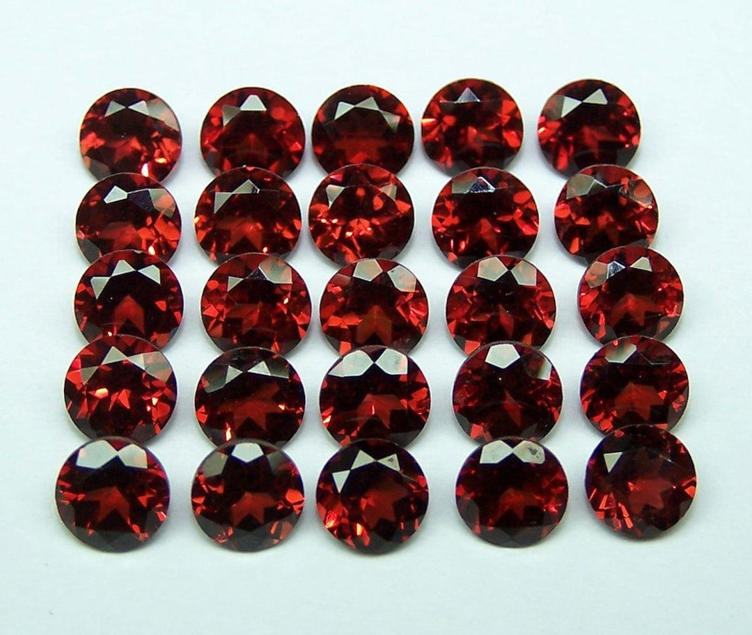 10 Pieces Lot 6mm Red Garnet Round Faceted Gemstone, 6mm Red Garnet ...