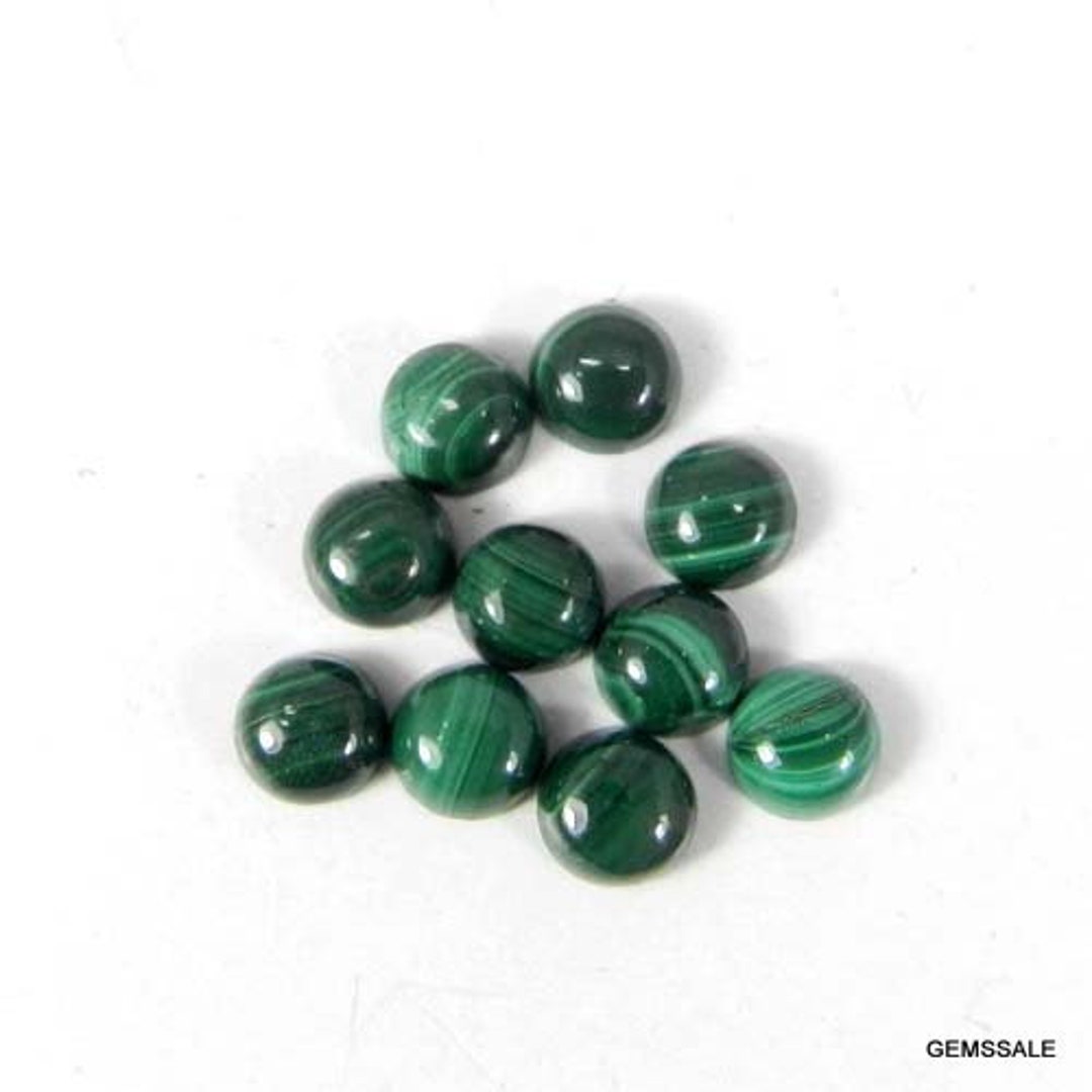 10 Pieces 3mm Malachite Cabochon Round Loose Gemstone, Malachite Round ...