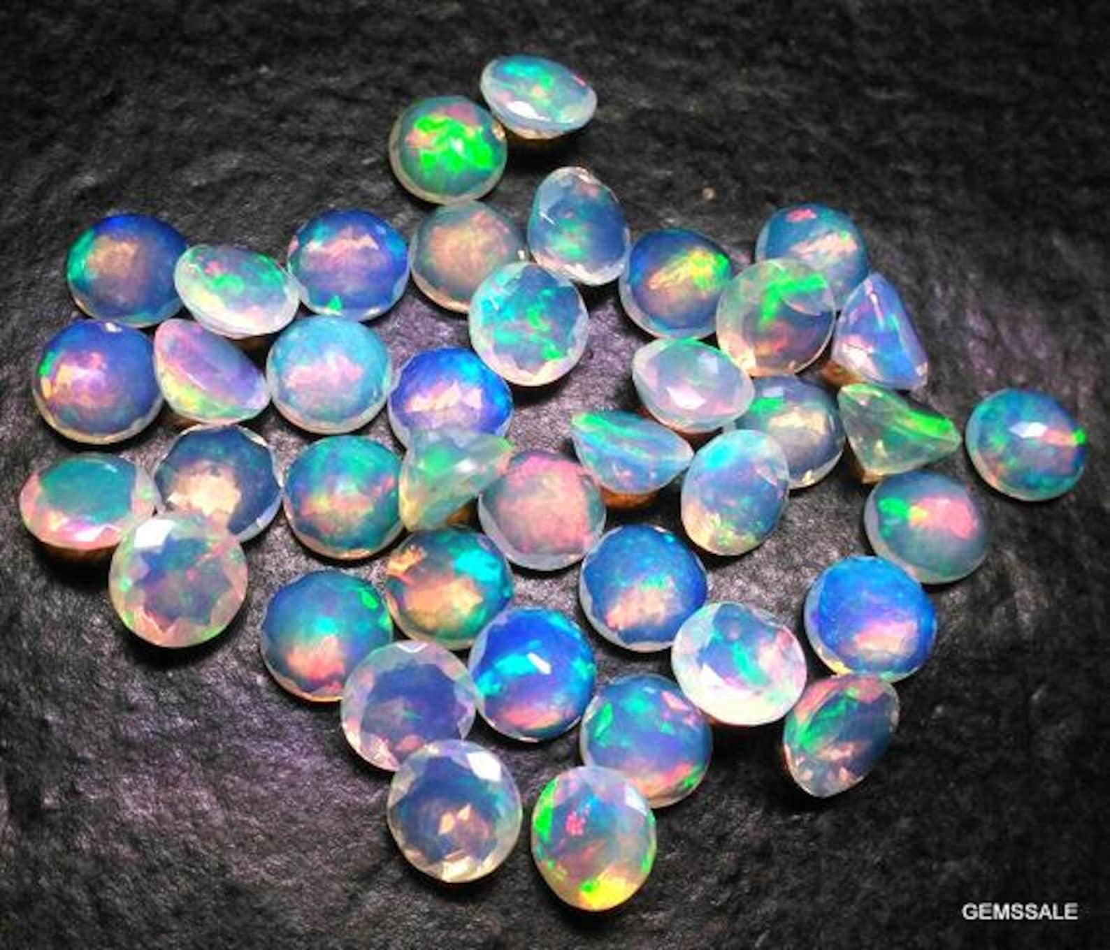 10 Pieces 4mm Ethiopian Opal Faceted Round Loose Gemstone - Etsy