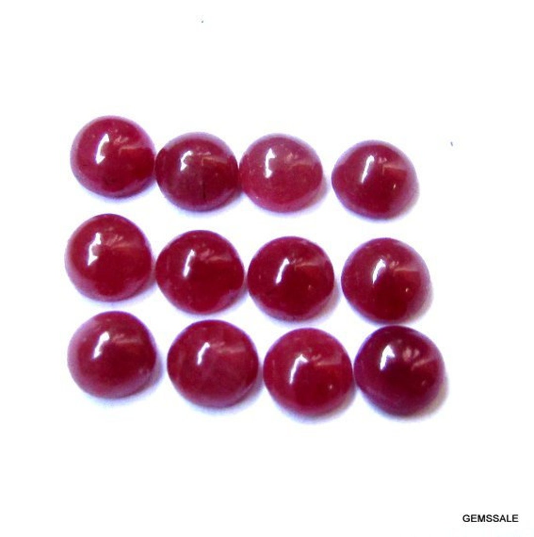 1 Pieces 6mm Ruby Cabochon Round Loose Gemstone, 100% Natural Red Ruby ...