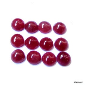 1 Pieces 6mm Ruby Cabochon Round Loose Gemstone, 100% Natural Red Ruby ...