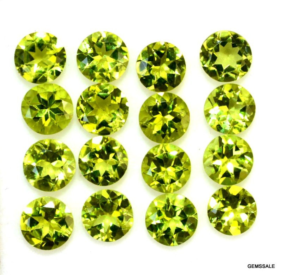 10 Piece 5mm Peridot Round Faceted Gemstone, Green Peridot Round ...